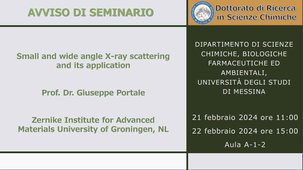 Seminari: "Small and wide angle X-ray scattering and its application" | Dottorato in Scienze ...